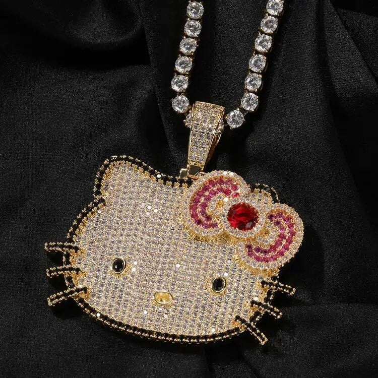 Iced Out Kitty Necklace – The Pink Vault